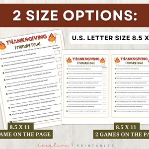 Printable Thanksgiving Friendly Feud Game for Family Gatherings and ...
