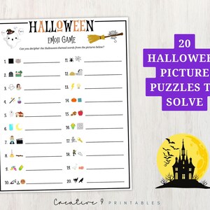 Halloween Emoji Printable Game for Kids and Adults, Fun Picture Trivia ...