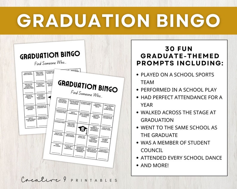 Graduation Find the Guest Bingo Printable Game for Adults, 50 Prefilled ...
