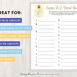 Christian Easter A to Z Word Race, Fun Printable Easter A-Z Game for ...