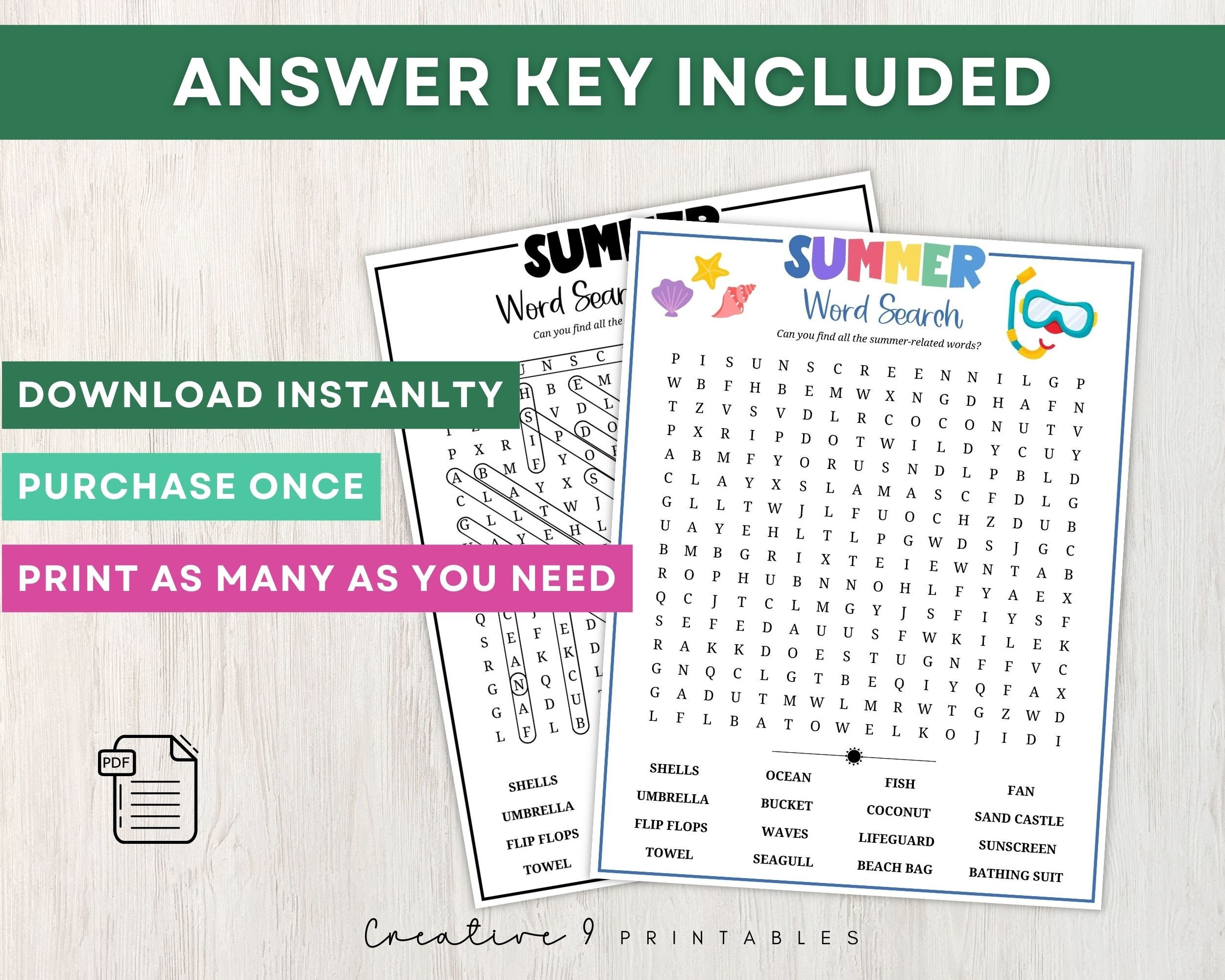 Summer Word Search Puzzle for Kids and Adults, Fun Summertime Printable ...