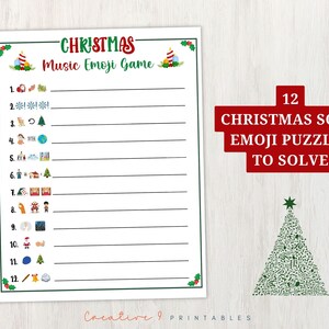 Printable Christmas Song Emoji Game for Kids and Adults, 12 Christmas ...