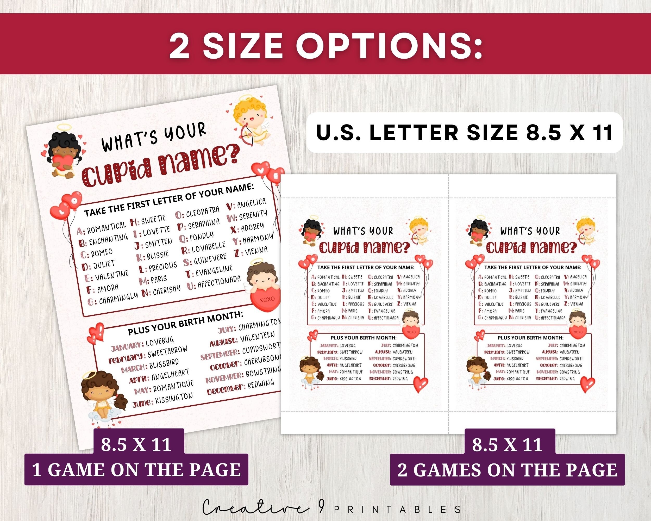 What's Your Cupid Name Printable Valentine's Day Game for Kids, What's ...