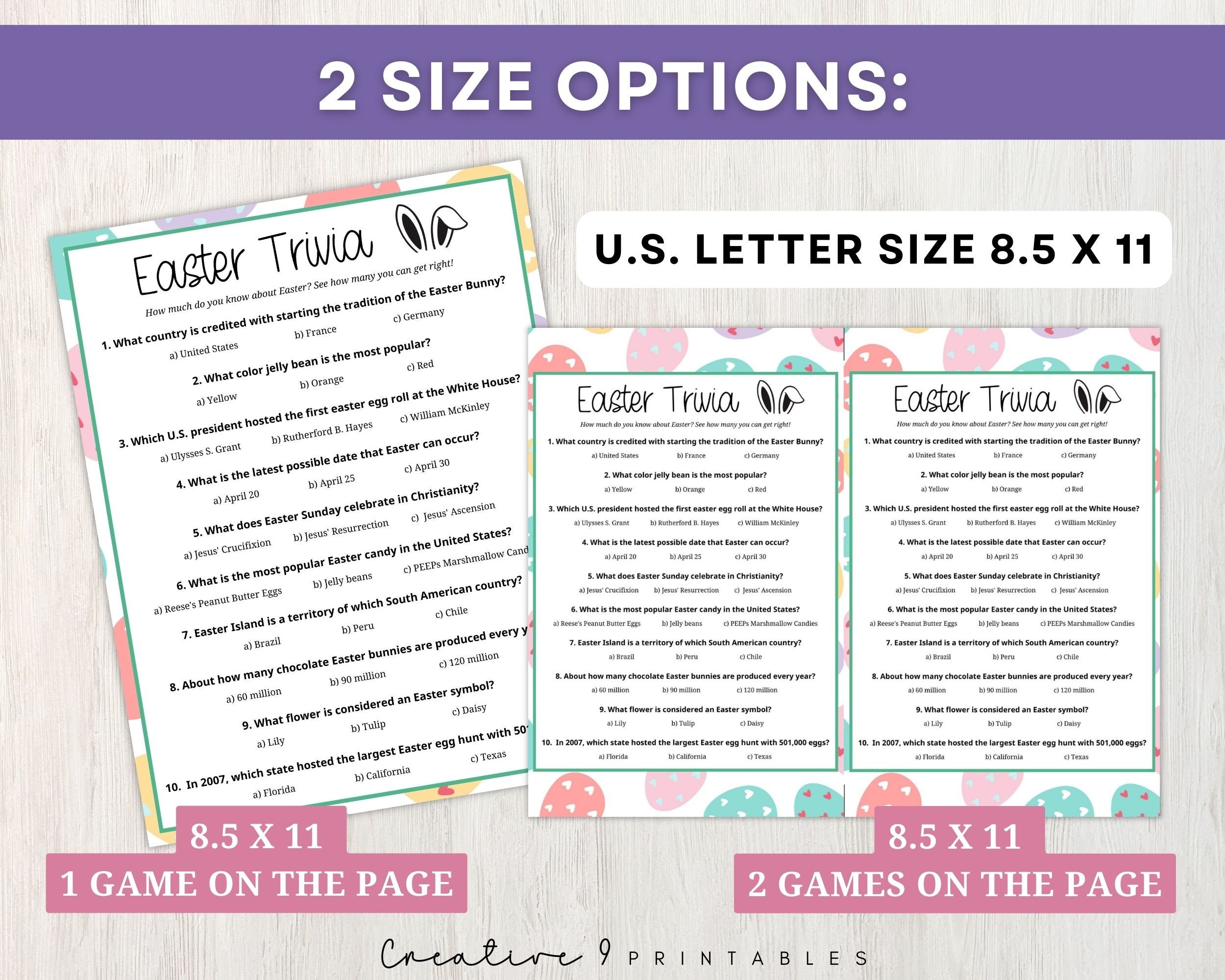 Easter Trivia Printable Game for Kids and Adults, Fun Facts About ...