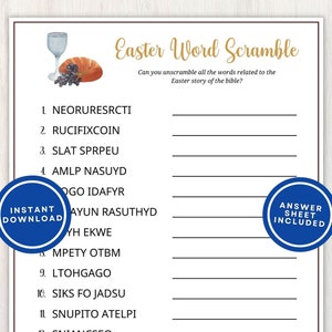 Christian Easter Word Scramble, 15 Bible Story Easter Words to ...