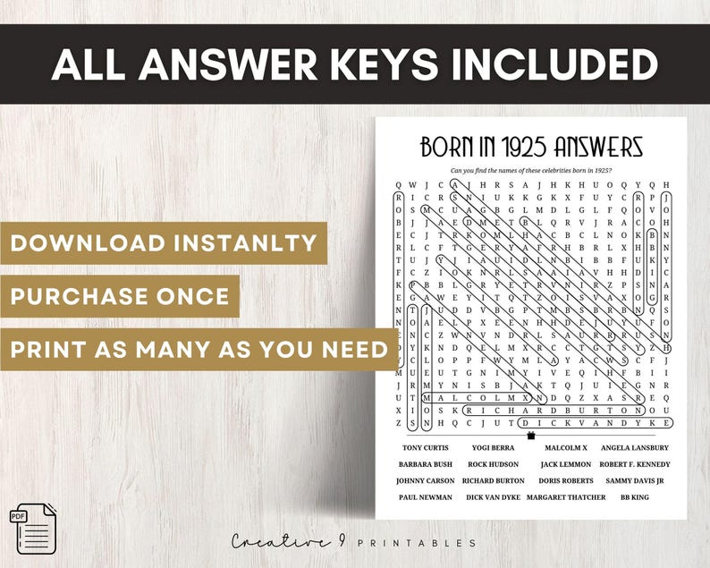 1925 Trivia Game Bundle for Adults, Printable 101st Birthday or ...