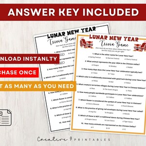 Lunar New Year Trivia 2025, Printable Party Game About Chinese New Year ...