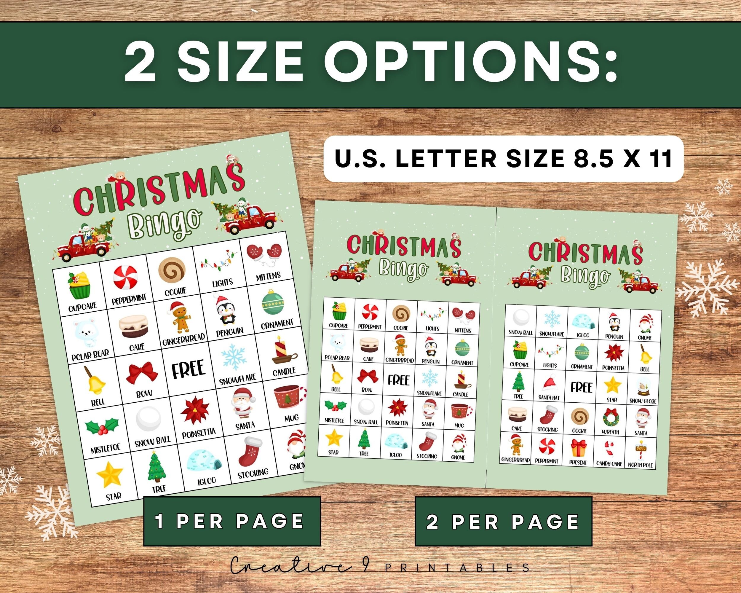 Printable Christmas Bingo Game for Kids and Adults, 50 Printable ...