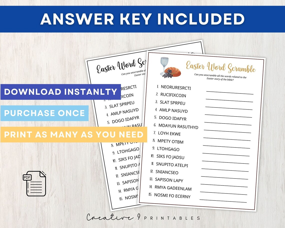 Christian Easter Word Scramble, 15 Bible Story Easter Words to ...