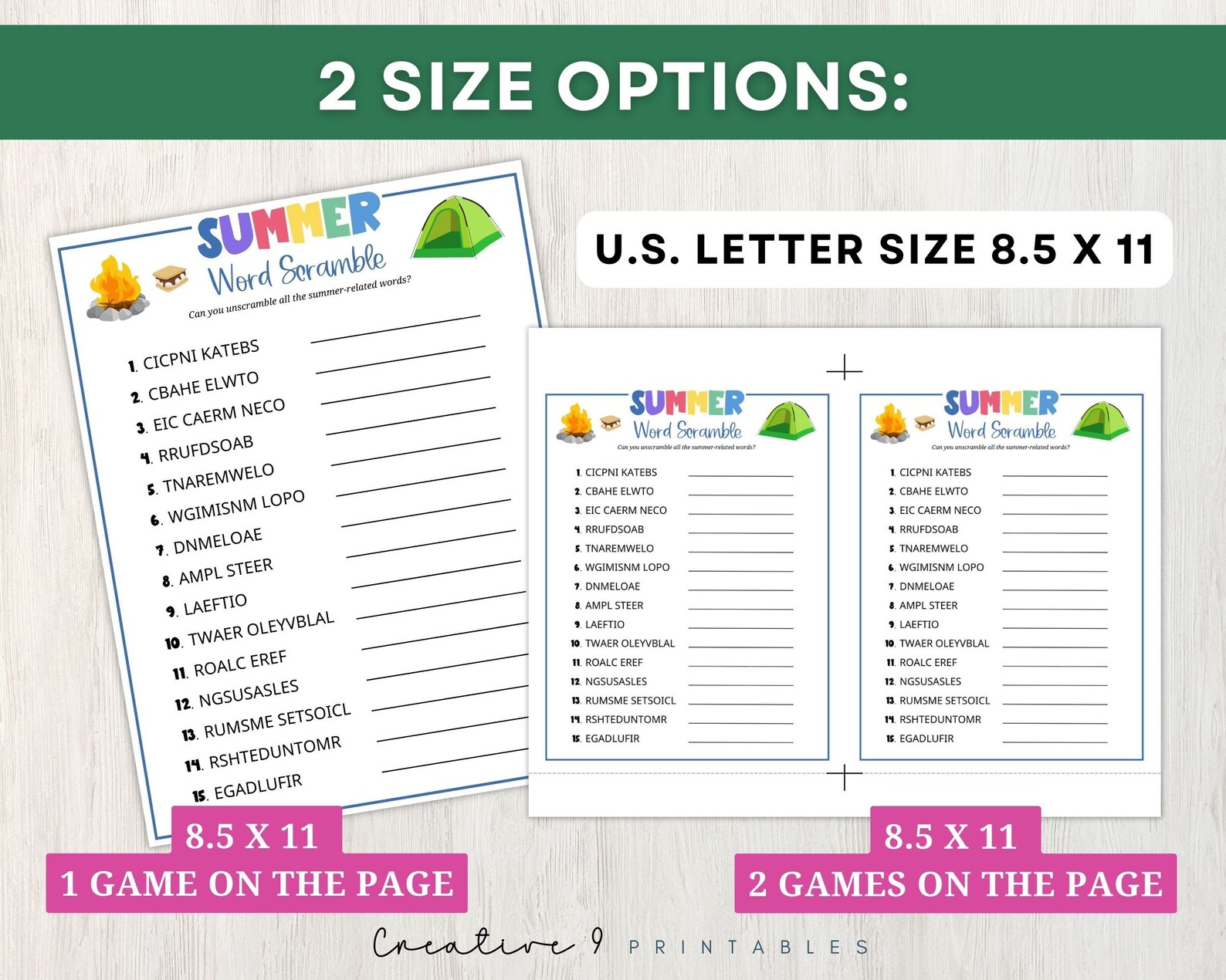 Summer Word Scramble Printable Game for Kids and Adults W/ Answers, 15 ...