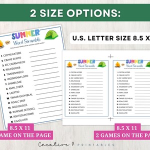 Summer Word Scramble Printable Game for Kids and Adults W/ Answers, 15 ...