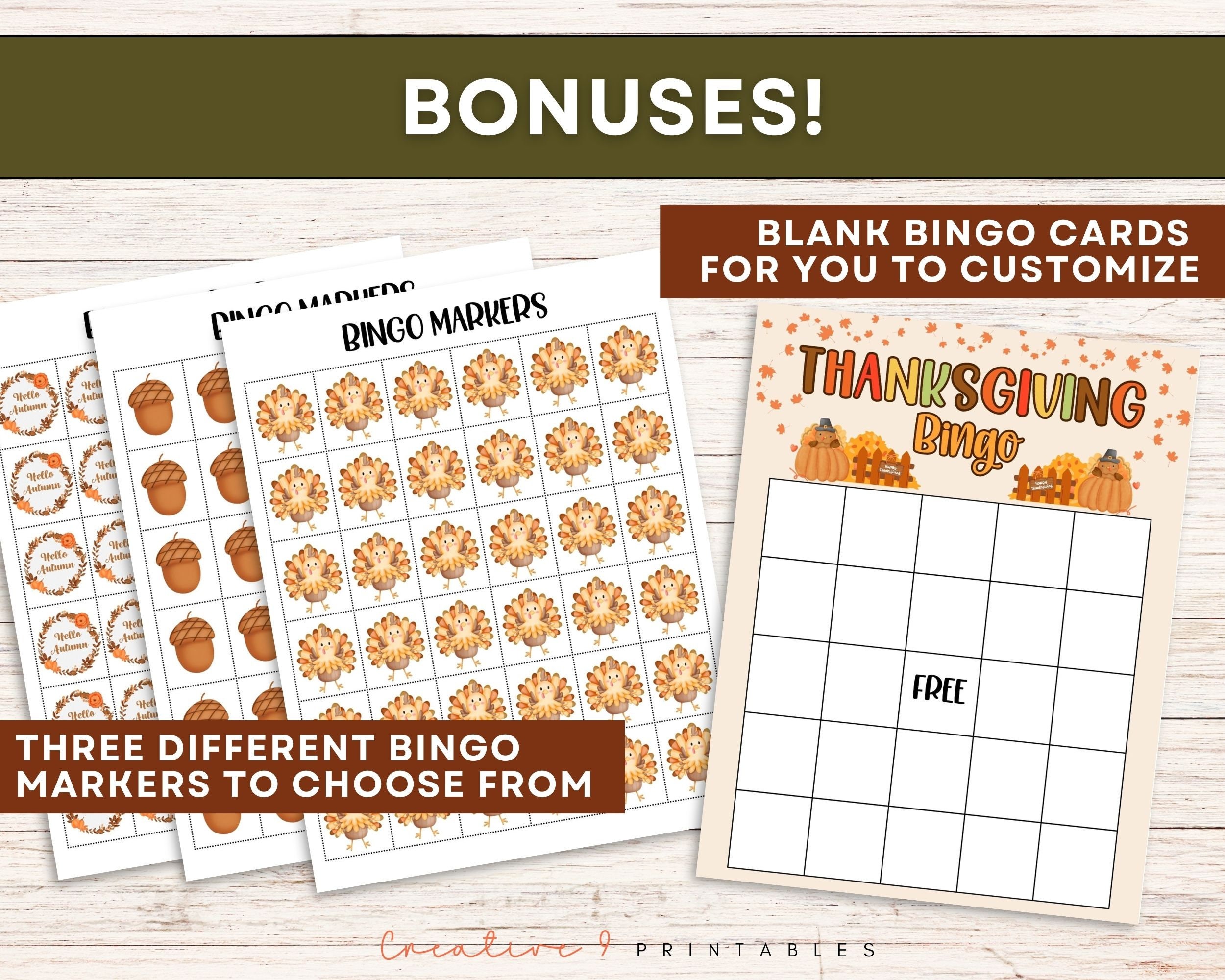 30 Printable Thanksgiving Bingo Cards for Kids and Adults, Thanksgiving ...