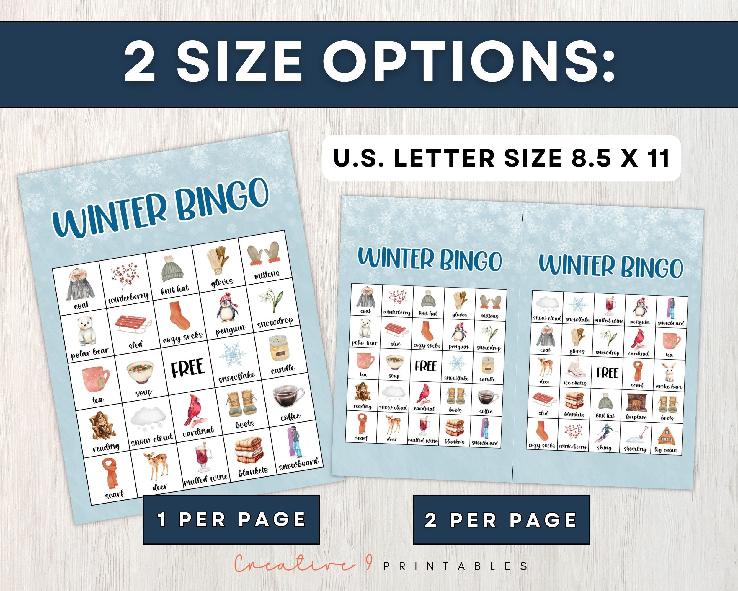 Winter Bingo Printable Game for Kids, Adults, and Seniors, 30 Bingo ...