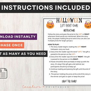 Halloween Left Right Game for Kids, Teens, and Adults, Fun Printable ...