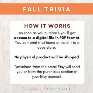 Printable Fall Trivia Game for Kids and Adults, 10 Fall Trivia ...
