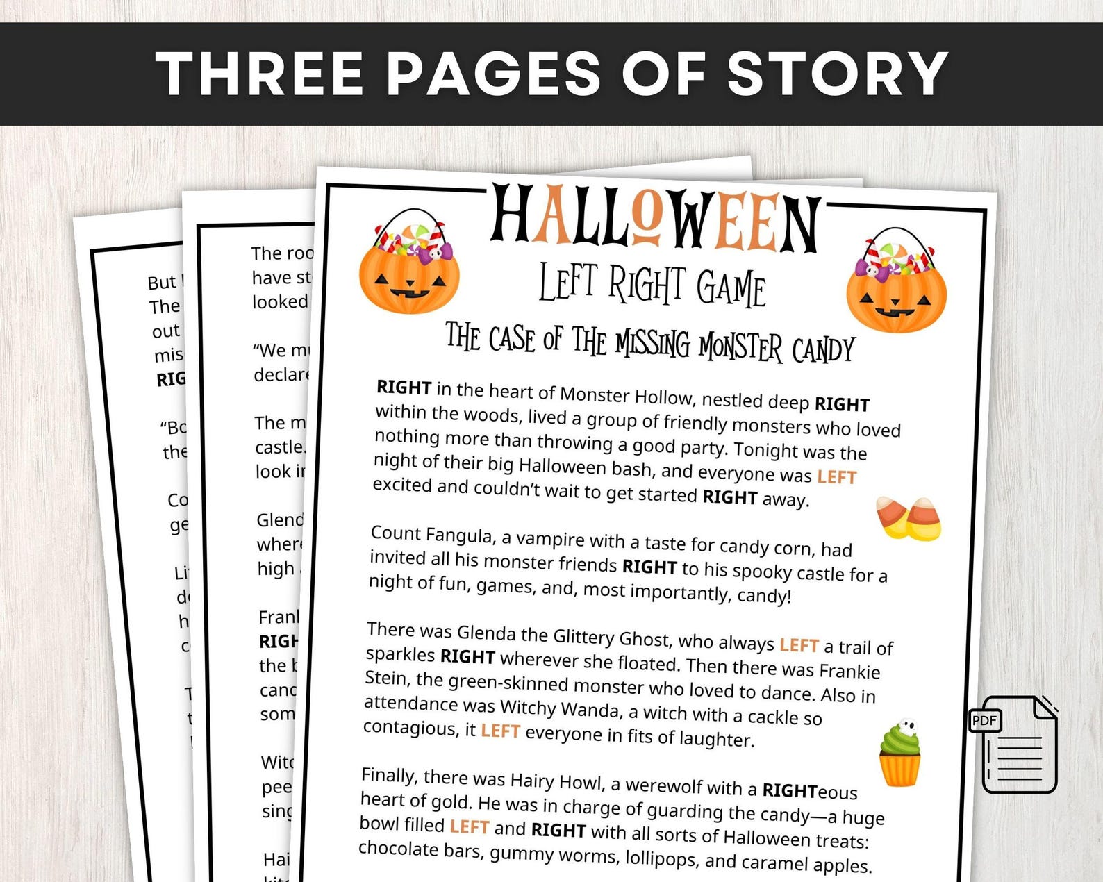 Halloween Left Right Game for Kids, Teens, and Adults, Fun Printable ...