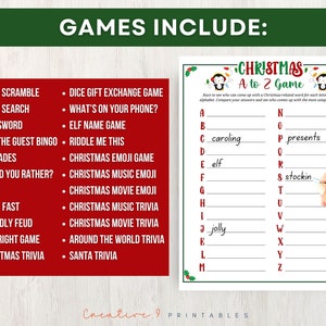 Printable Christmas Game Bundle for Kids and Adults, 22 Christmas Games ...