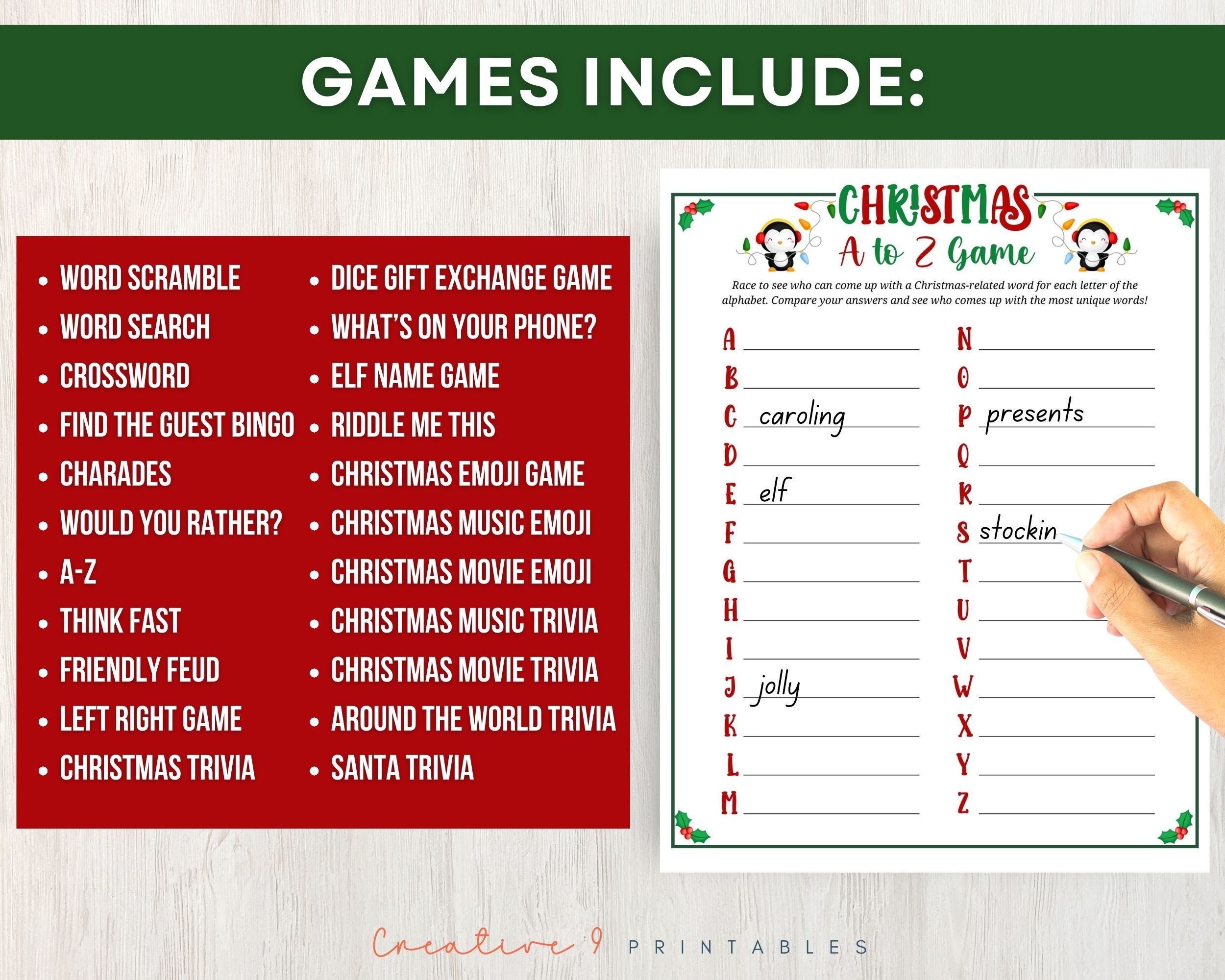 Printable Christmas Game Bundle for Kids and Adults 22 - Etsy