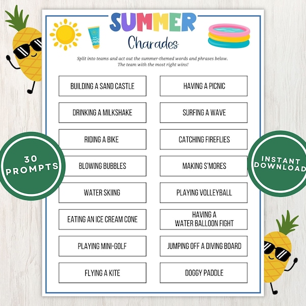 Summer Emoji Printable Game for Kids and Adults, Fun Summertime Trivia ...