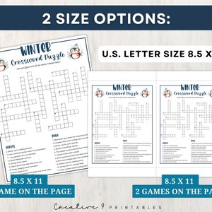 Printable Winter Crossword Puzzle for Kids and Adults, Fun Winter Word ...
