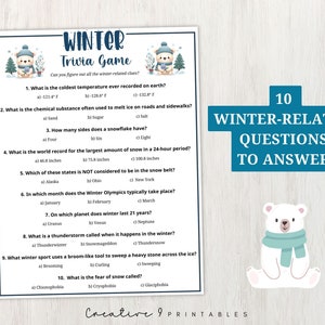 Printable Winter Trivia Game for Kids and Adults, 10 Winter Trivia ...