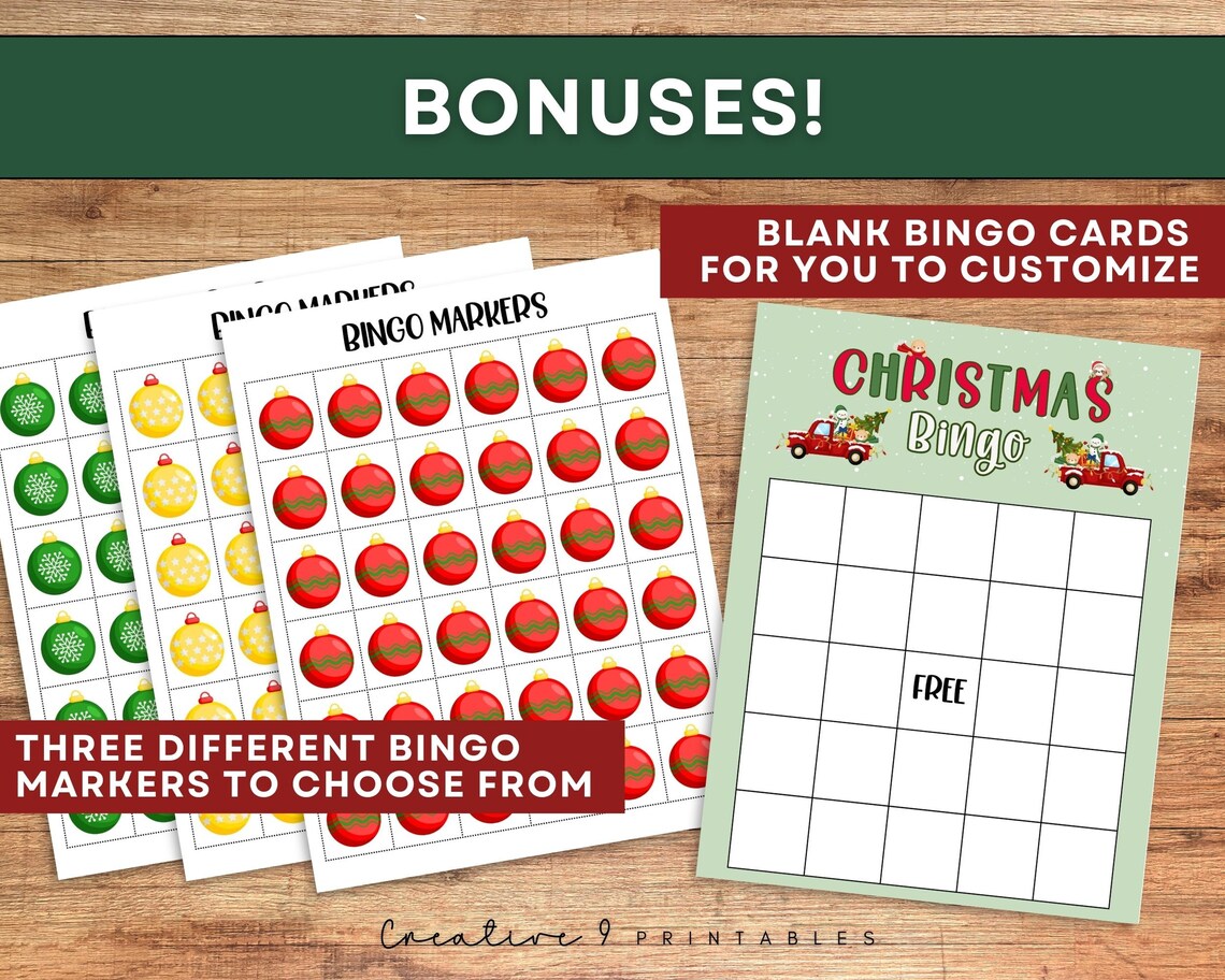 Printable Christmas Bingo Game for Kids and Adults, 50 Printable ...