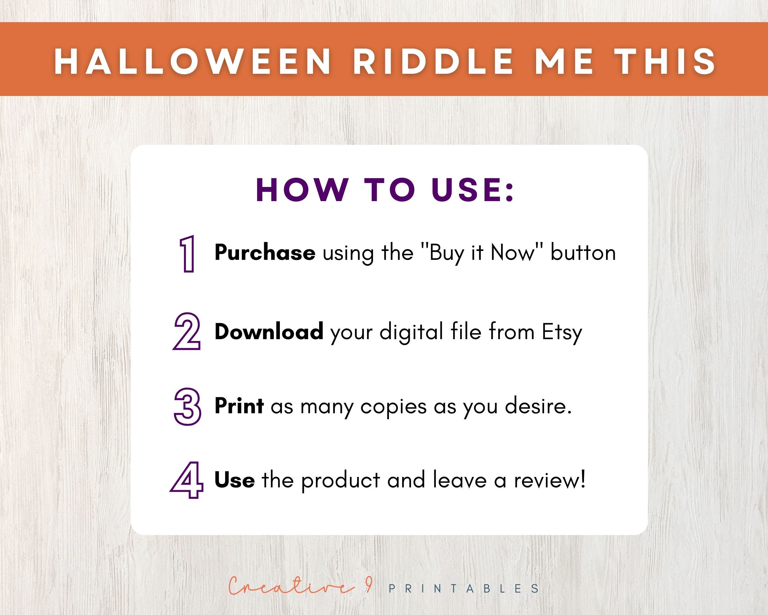 Halloween Riddle Me This Printable Game for Kids, 10 Fun Riddles for ...