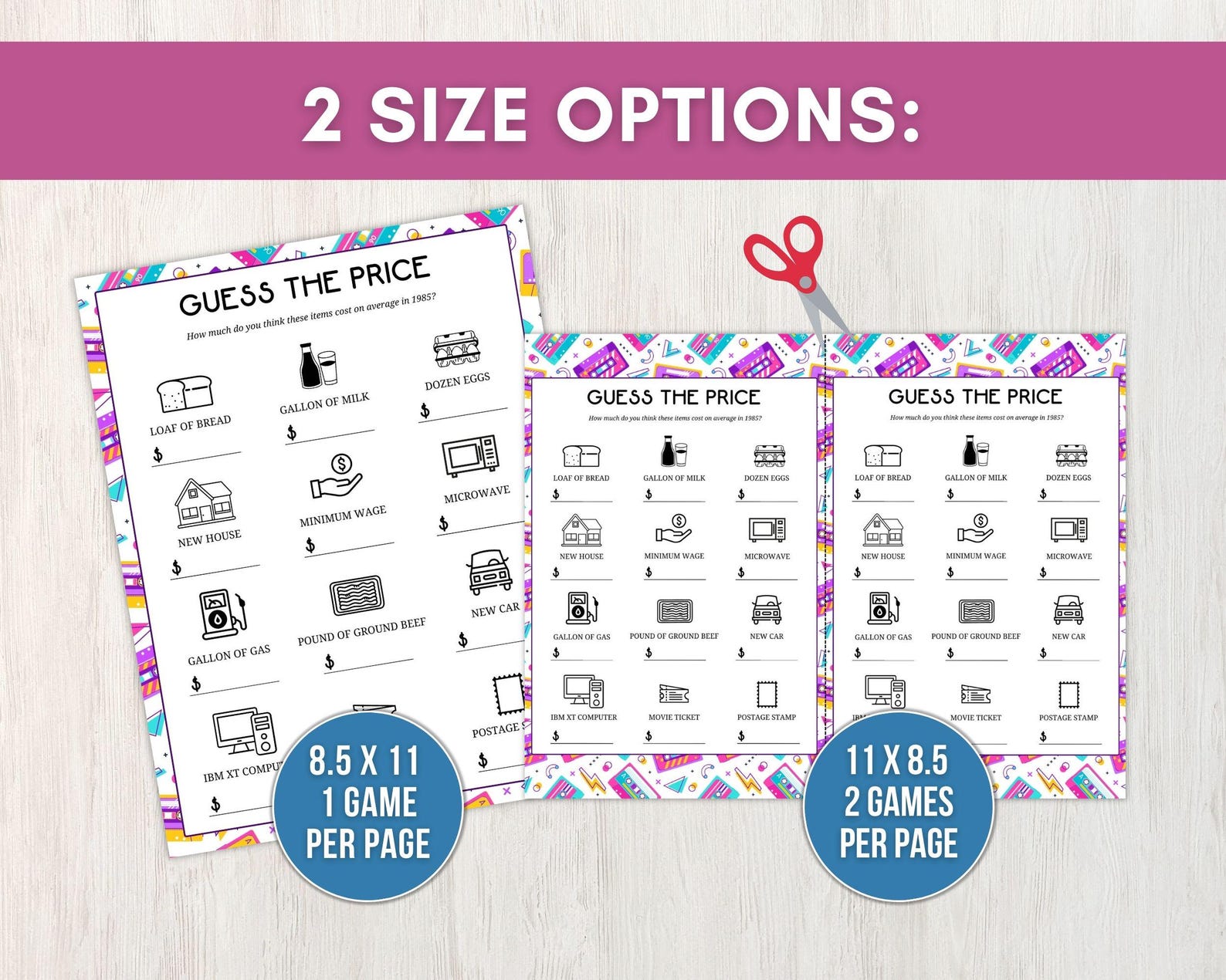 1985 Trivia Bundle for Adults and Kids, 7 Fun Printable 39th Party ...