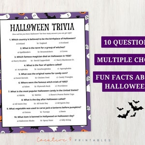 Printable Halloween Trivia Game for Kids and Adults, 10 Halloween ...