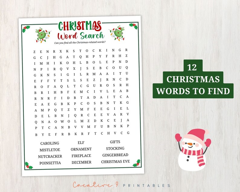 Christmas Word Search Printable PDF Puzzle for Adults and Kids ...