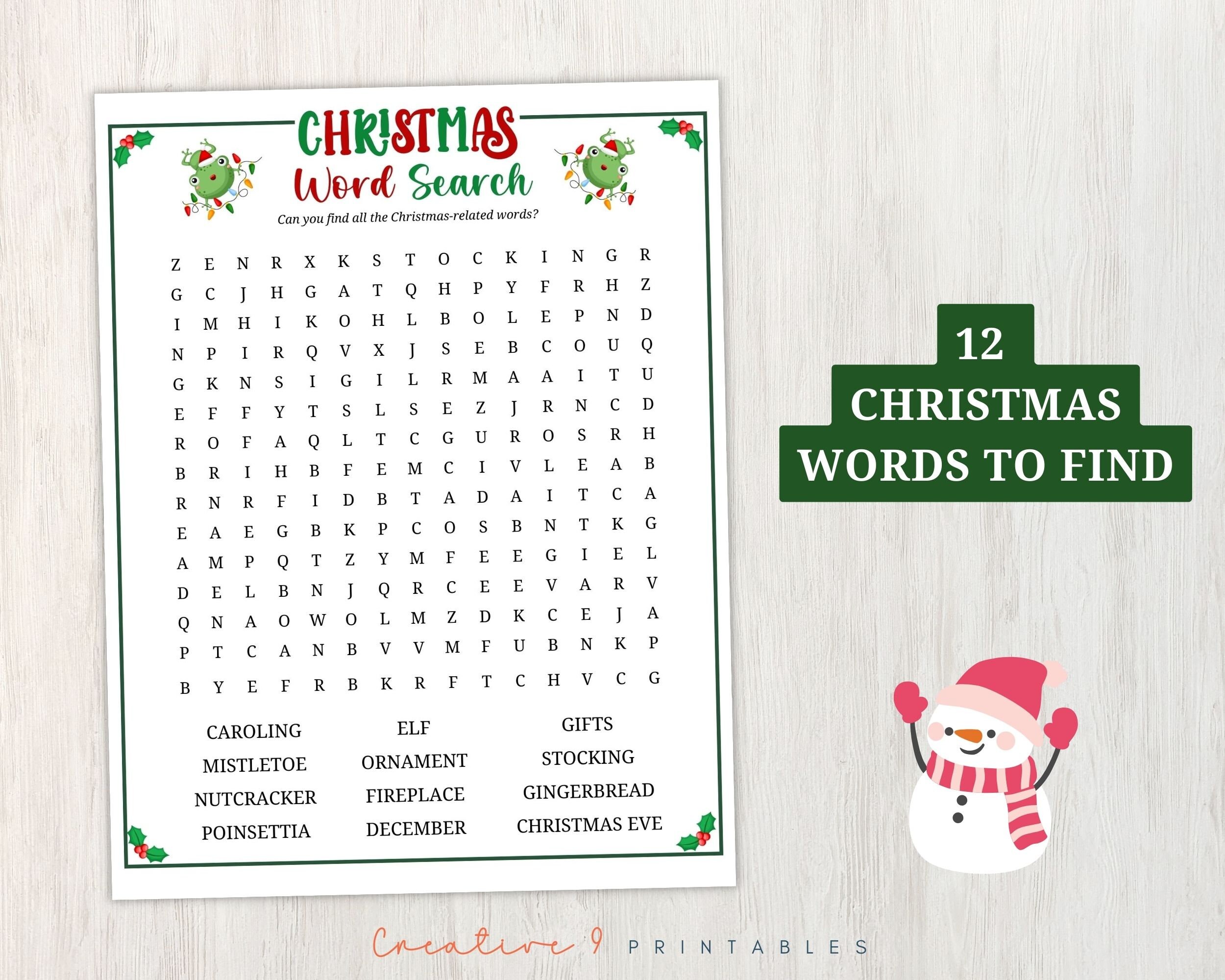 Christmas Word Search Printable PDF Puzzle for Adults and Kids ...