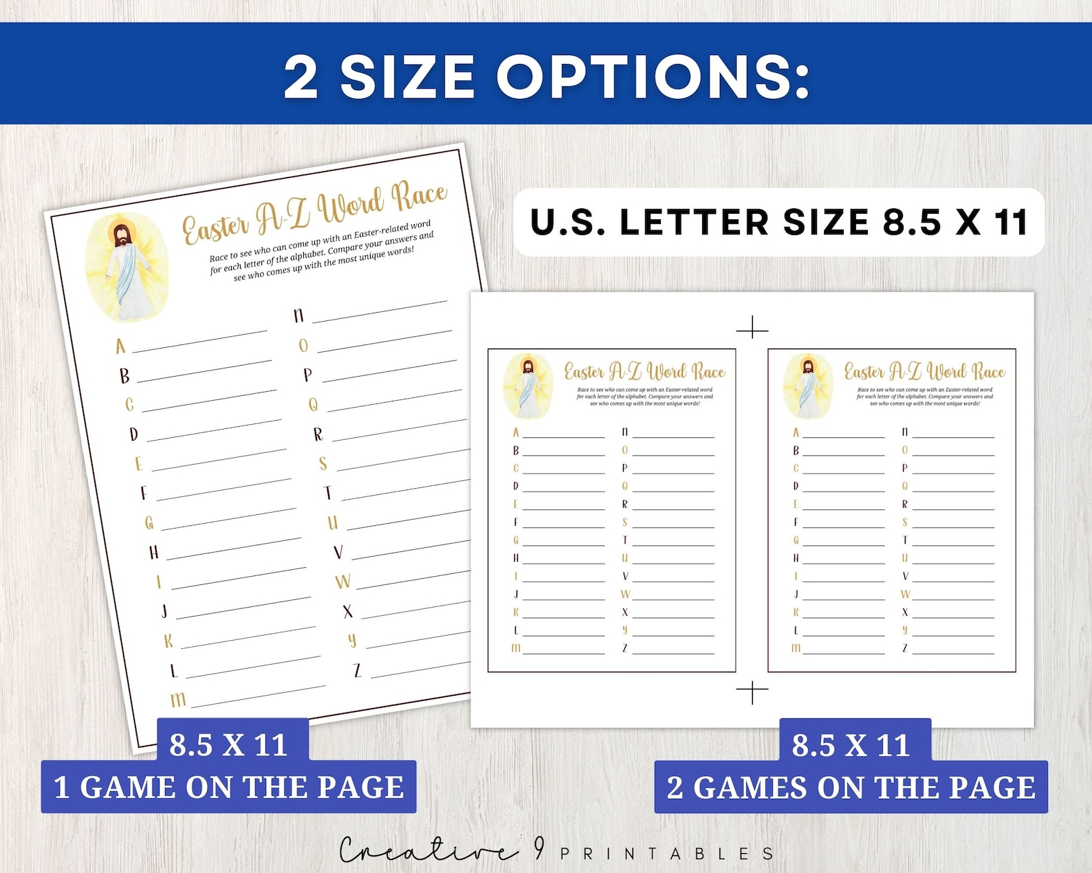 Christian Easter A to Z Word Race, Fun Printable Easter A-Z Game for ...