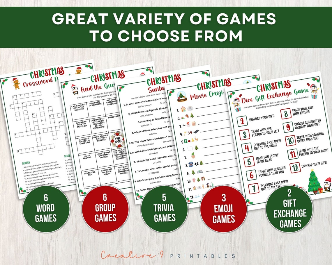 Printable Christmas Game Bundle for Kids and Adults 22 - Etsy