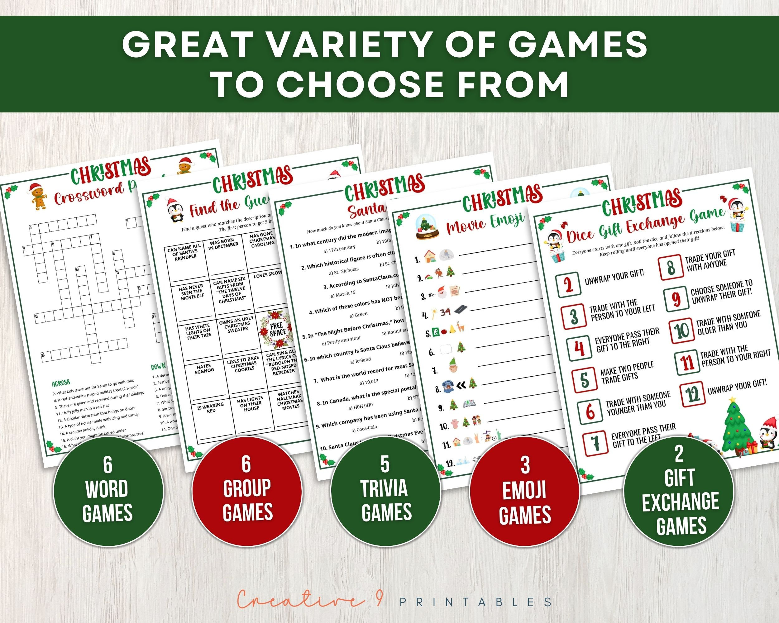 Printable Christmas Game Bundle for Kids and Adults 22 - Etsy