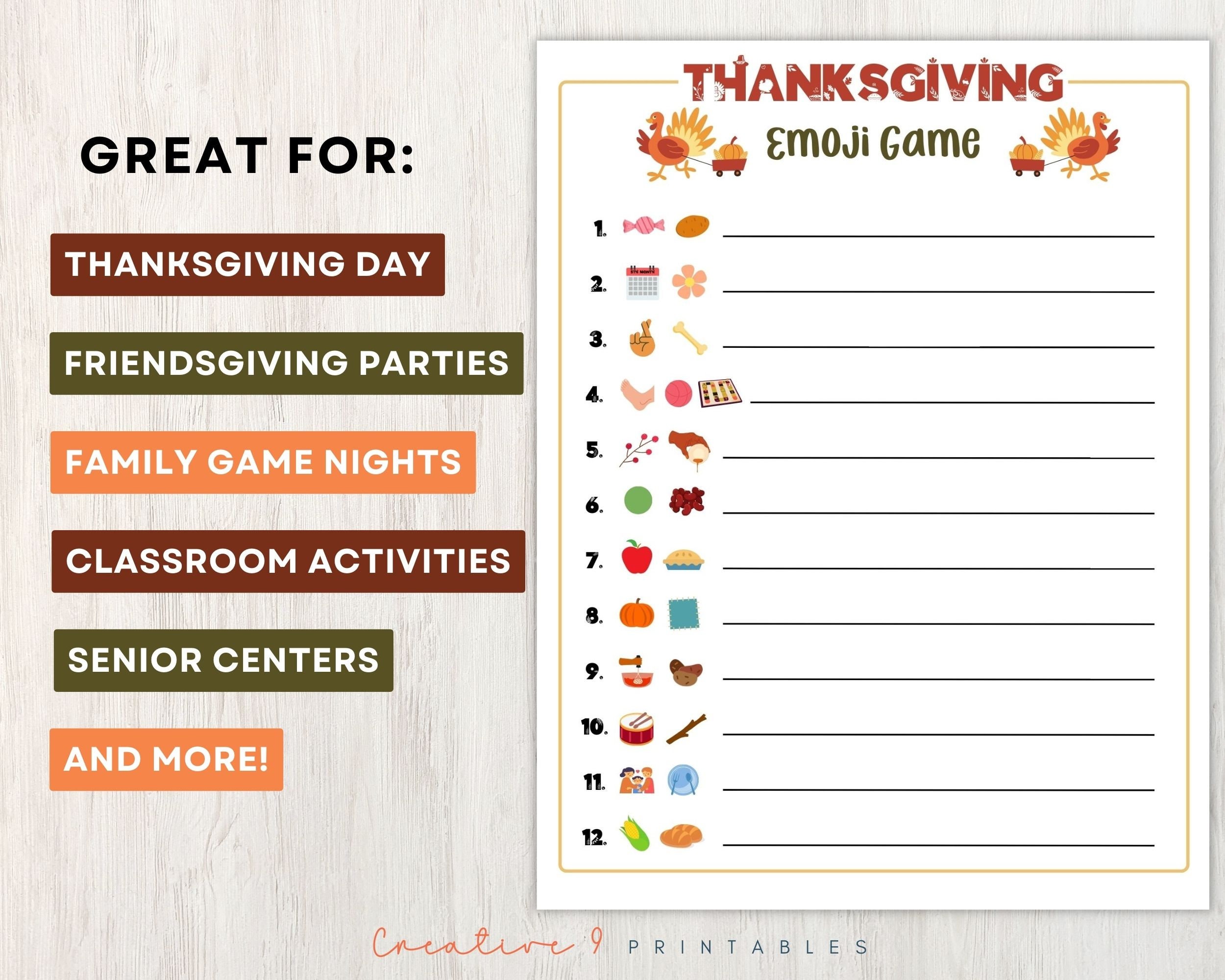 Printable Thanksgiving Emoji Game for Kids and Adults, Great ...