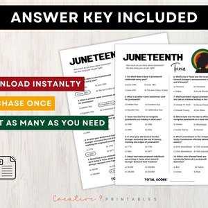Juneteenth Trivia Game Printable for Kids and Adults, 10 Juneteenth ...