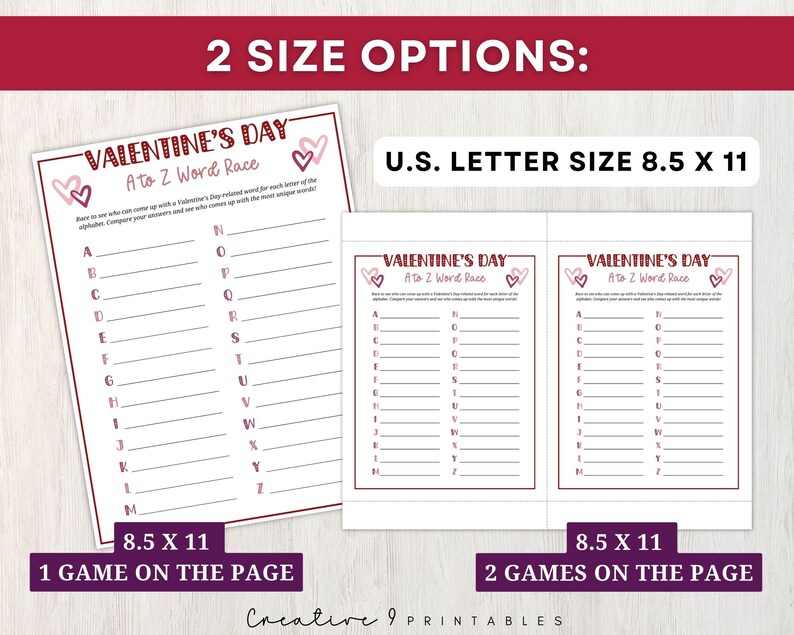 Printable Valentine's Day A to Z Game for Kids and Adults, Valentine A ...