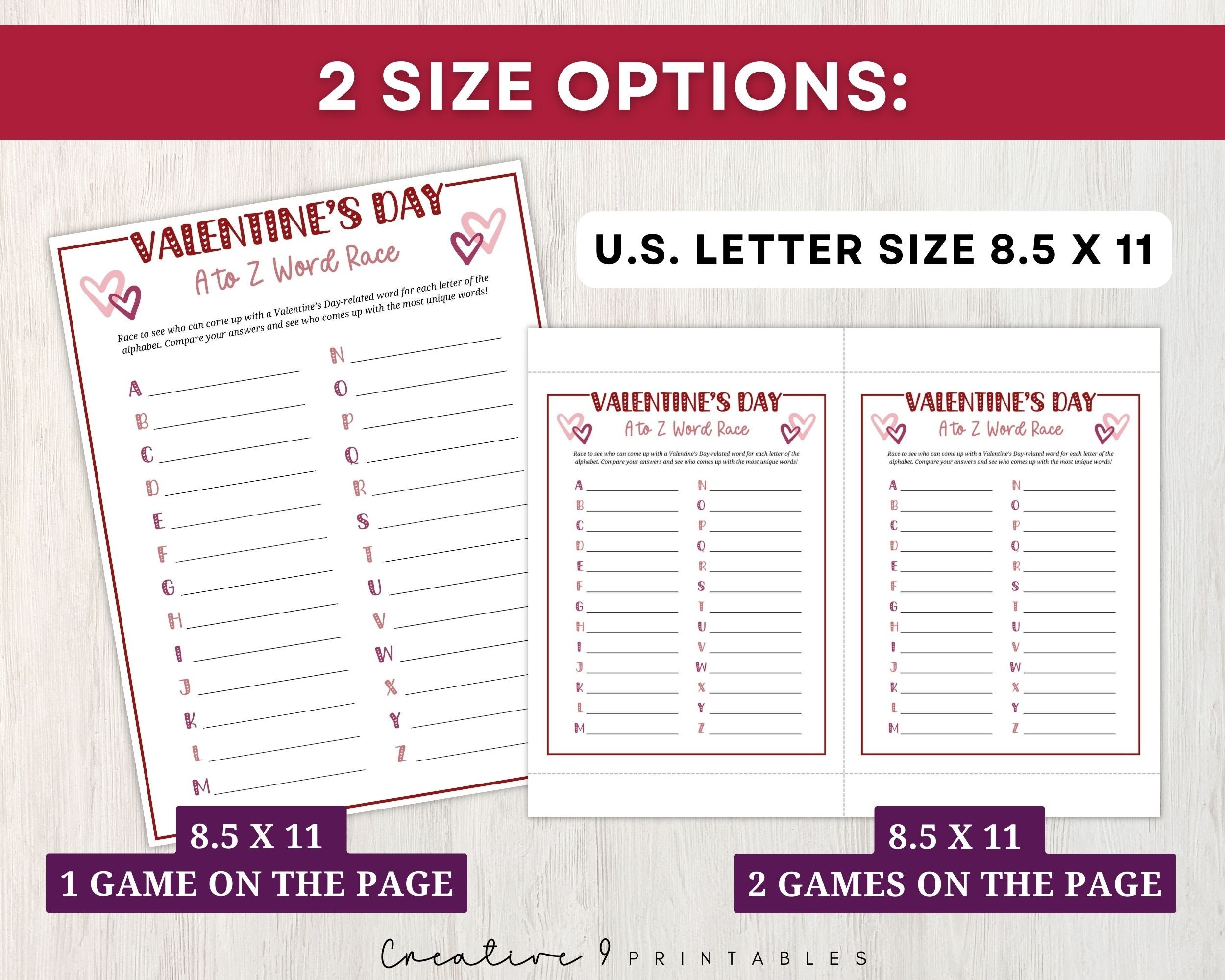 Printable Valentine's Day A to Z Game for Kids and Adults, Valentine A ...