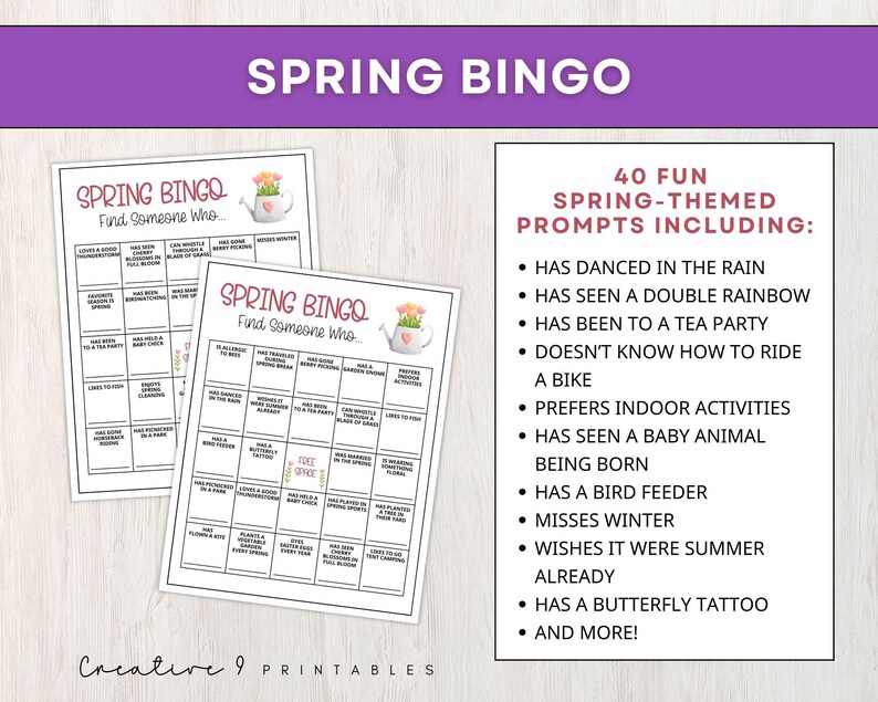 Spring Find the Guest Bingo Printable Game for Adults, 50 Prefilled ...