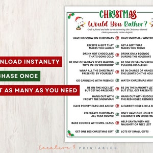 Printable Would You Rather Christmas Game for Kids and Adults ...