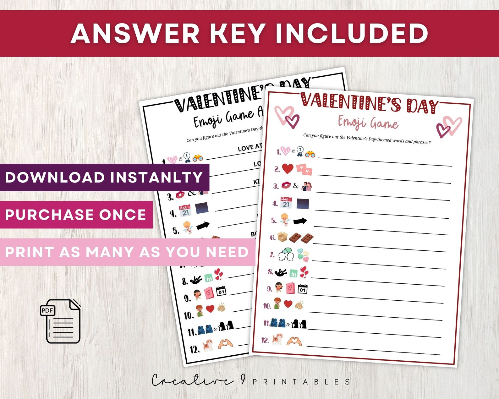 Valentine Emoji Game for Kids and Adults, Fun Printable Valentine ...