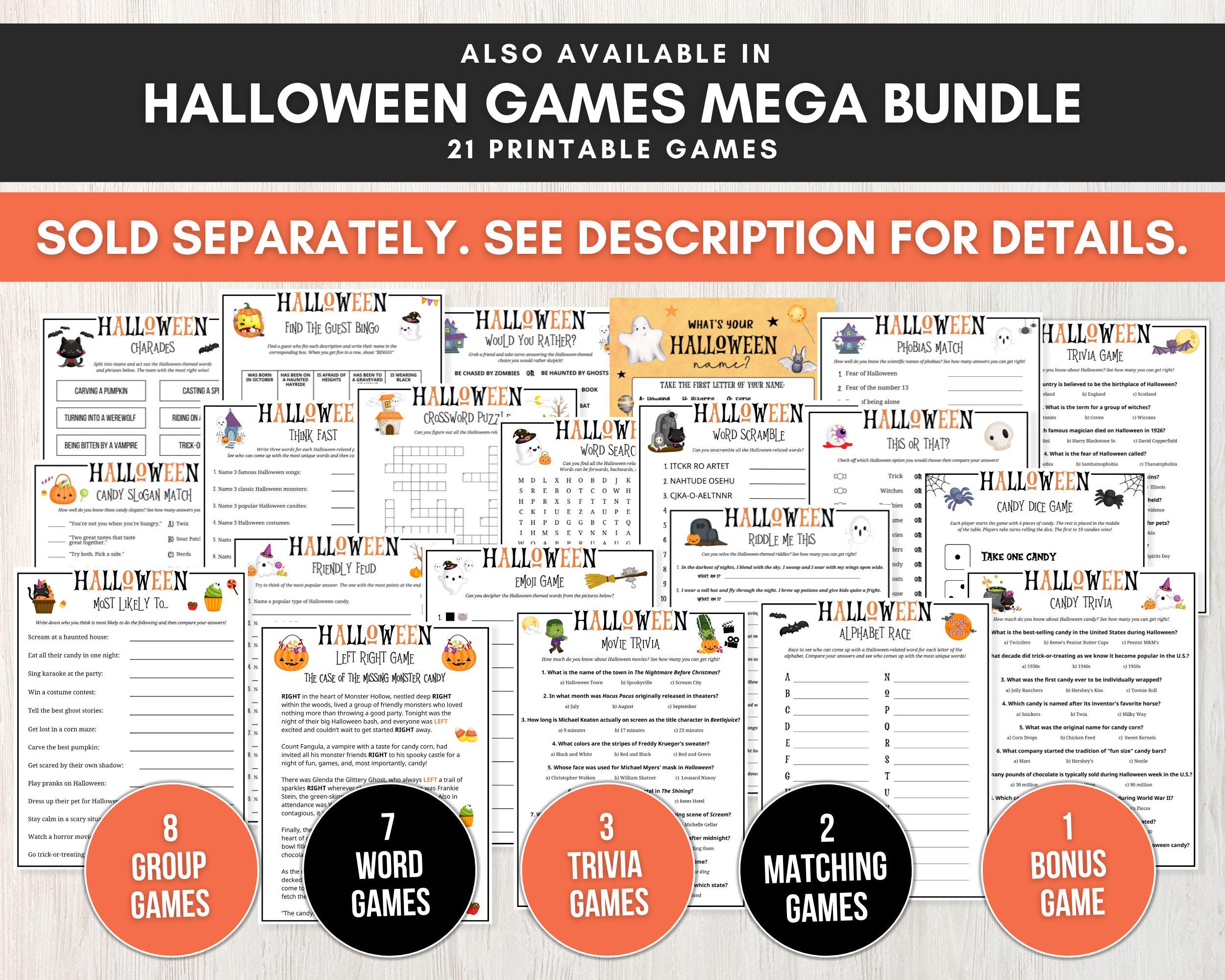 Halloween Word Scramble Printable Game for Kids and Adults With Answers ...