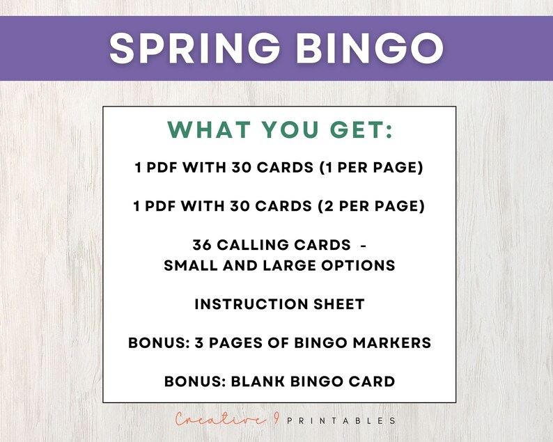 Spring Bingo Game Boards for Kids and Adults, 30 Printable Spring ...