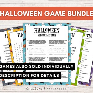 Printable Halloween Party Games Bundle for Kids and Adults, 5 Halloween Games: Word Search, Word ...