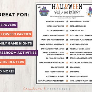 Halloween Would You Rather Game for Kids, Printable This or That With ...