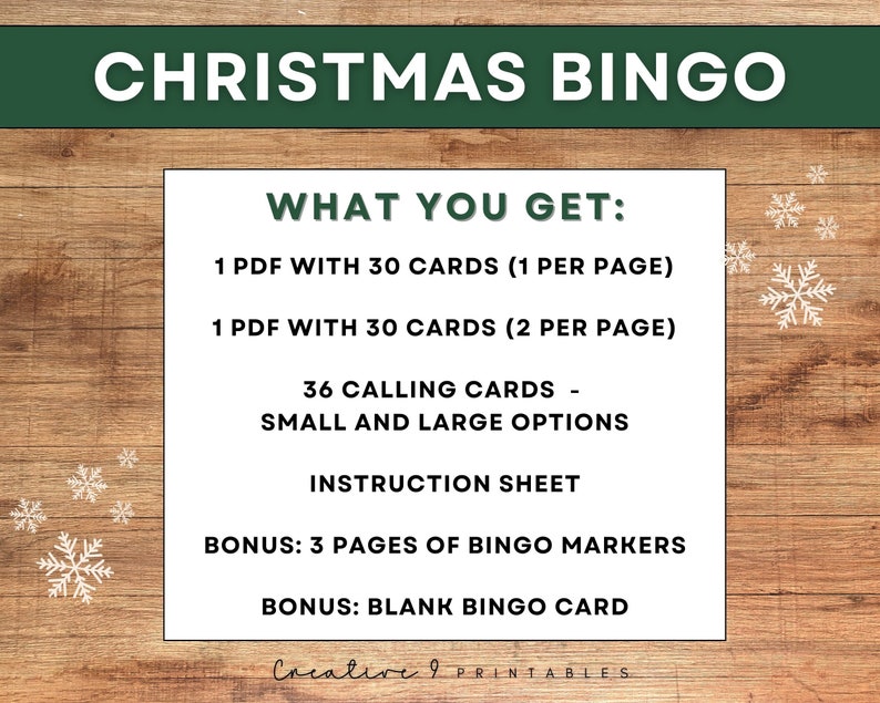 Printable Christmas Bingo Game for Kids and Adults - 30 Printable Cards ...
