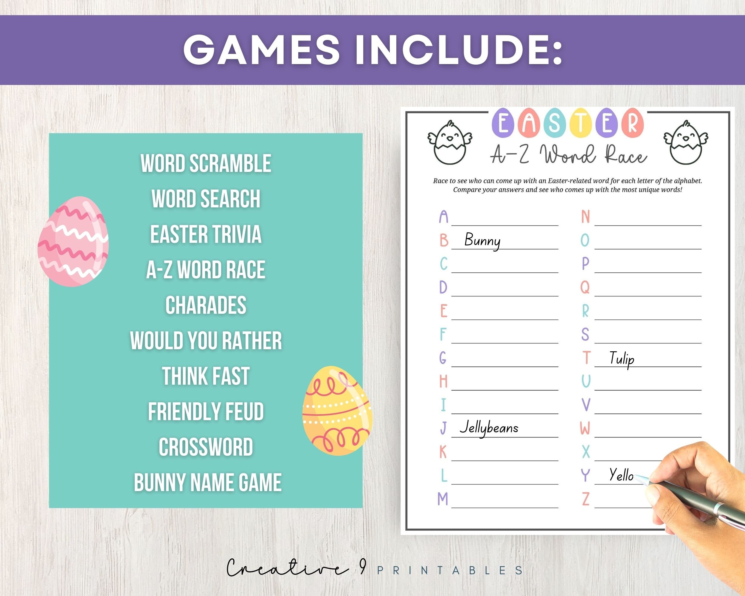Easter Games Bundle for Kids and Adults, 10 Fun Printable Activities ...