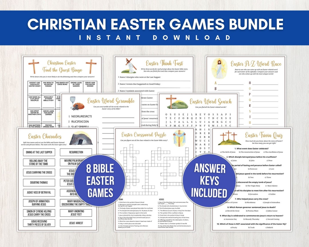 Christian Easter Game Bundle, 8 Fun Printable Easter Bible Games With ...