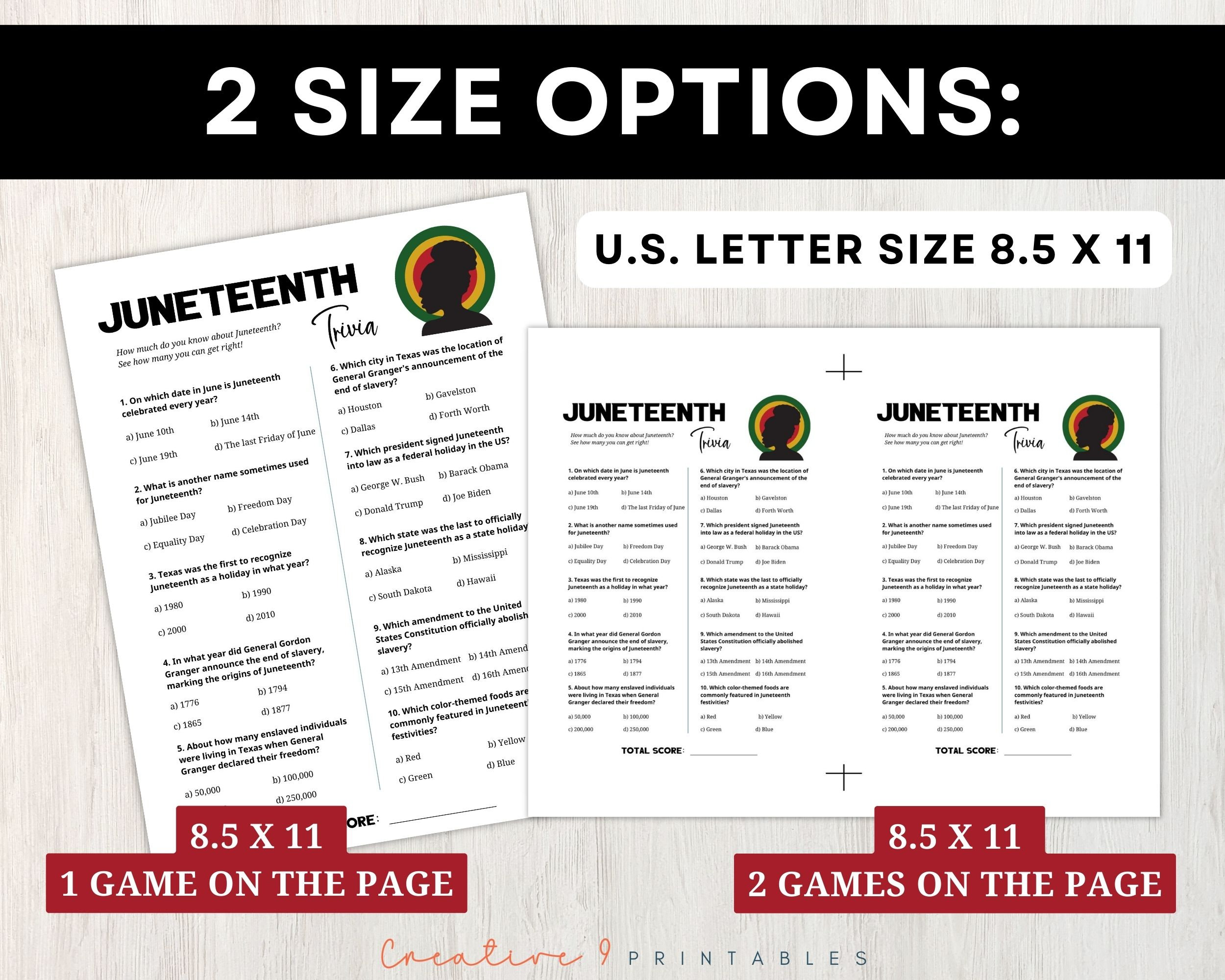 Juneteenth Trivia Game Printable for Kids and Adults, 10 Juneteenth ...