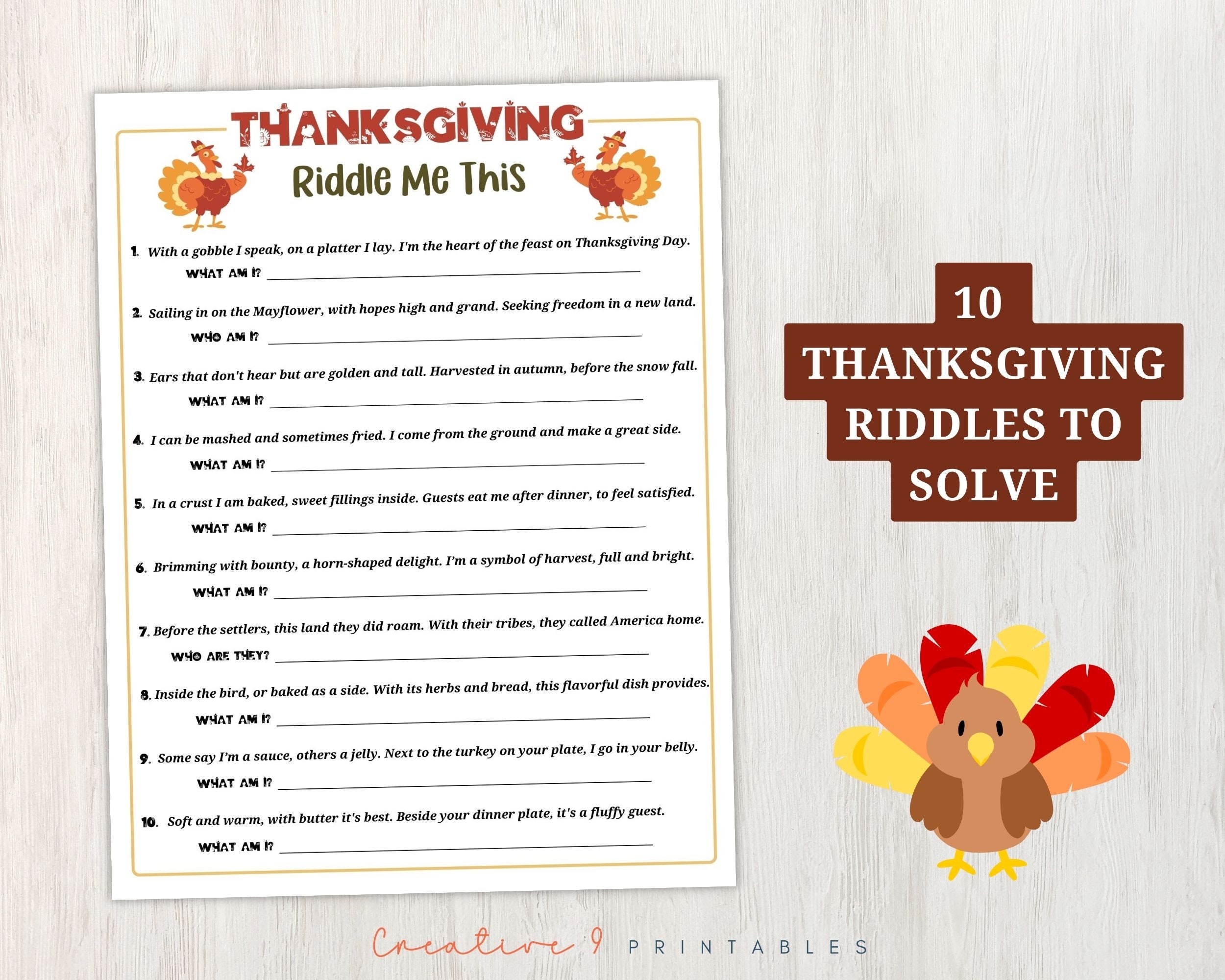 Printable Thanksgiving Riddle Me This Game, 10 Thanksgiving Trivia ...